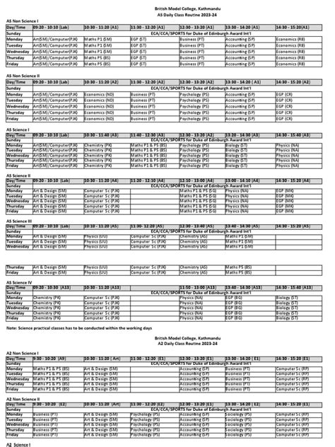 Class Routine 2023 24 Amendment Iii Pdf Science