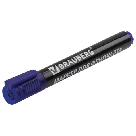 Маркер для флипчарта BRAUBERG, НЕПРОПИТЫВАЮЩИЙ, СИНИЙ, круглый ...