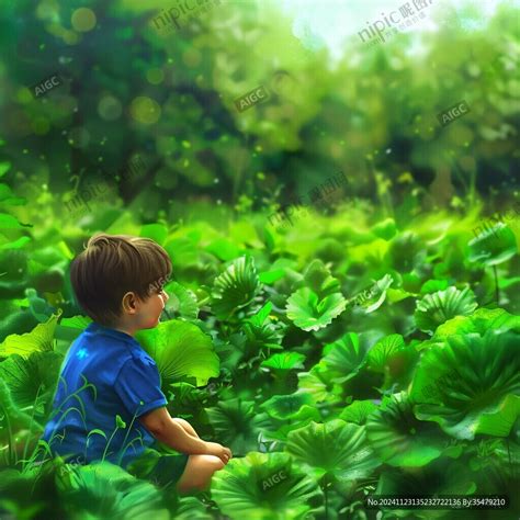 Ai创作图节气夏日里的小男孩 童戏荷塘 男孩乘凉插画 绿色的童年 头戴荷叶的小孩儿 拿荷花的小男孩 梦幻儿童插画超治愈 童年的夏天 荷叶牧童 荷塘牧童 治愈系儿插 童年夏天小孩 坐在荷叶上的小