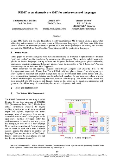 Pdf Rbmt As An Alternative To Smt For Under Resourced Languages