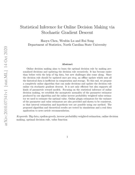 Statistical Inference For Online Decision Making Via Stochastic