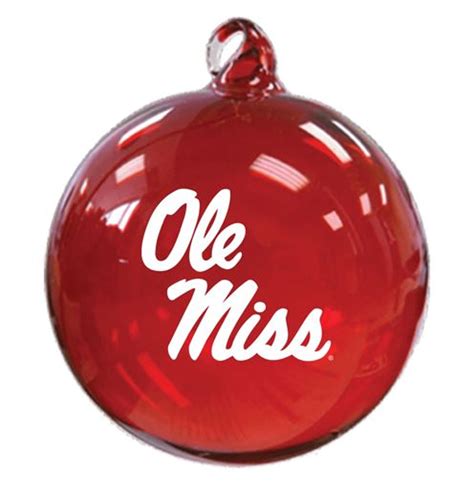 Hand Blown Glass Ole Miss Ornament 3in Red Rebel Bookstore