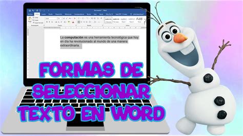 Formas De Seleccionar Texto En Word Youtube