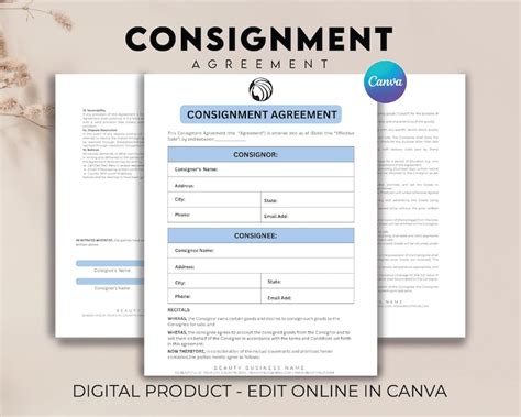 Editable Consignment Agreement Consignment Store Forms Product Consignment Agreement Reseller