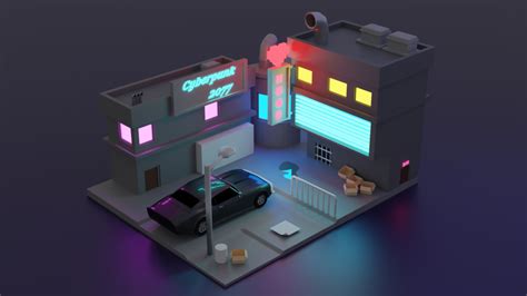 Cyberpunk Scene Free 3d Model Blend Free3d