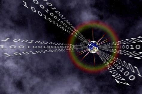 Binary Code Data Transfer Stock Illustration Illustration Of Flying Globe