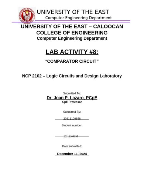Lab Activity 8 Comparator Circuit 381294378 Pdf