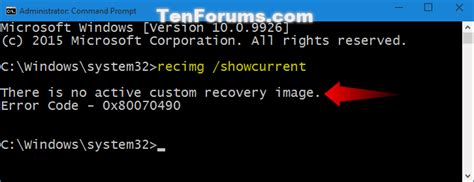 Show Current Refresh Custom Recovery Image In Windows 10 Tutorials