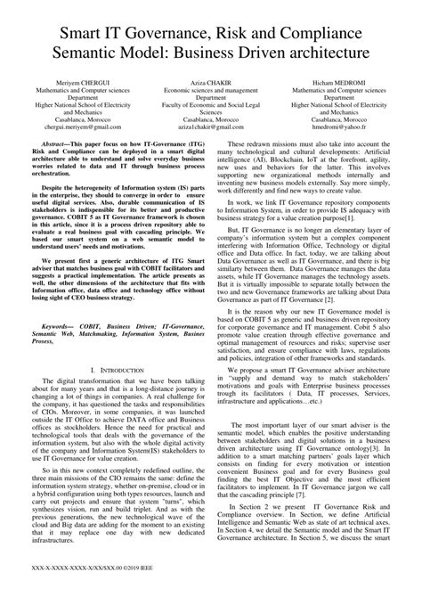 Pdf Smart It Governance Risk And Compliance Semantic Model Business