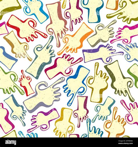 Finger Pointing Hands Seamless Pattern Drawn Pointers Background With