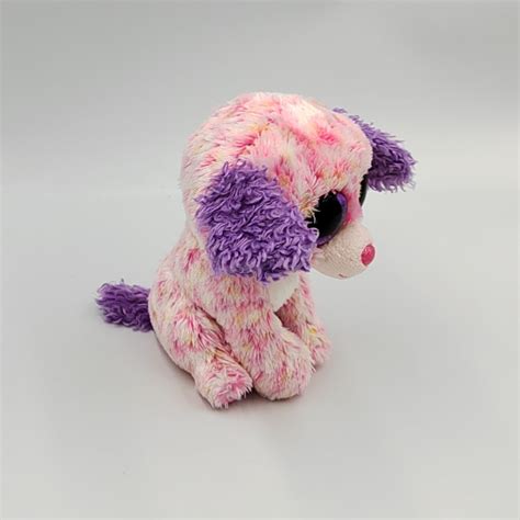 Peluche Chien Rose Violet Gros Yeux Brillant Ty
