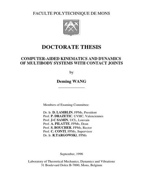 PDF COMPUTER AIDED KINEMATICS AND DYNAMICS OF MULTIBODY SYSTEMS WITH