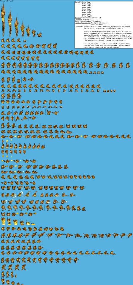 Tarma Roving Sprite Sheet Metal Slug Arcade 1996 Spriteworld On