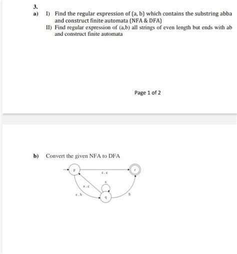Solved 3 A 1 Find The Regular Expression Of A B Which