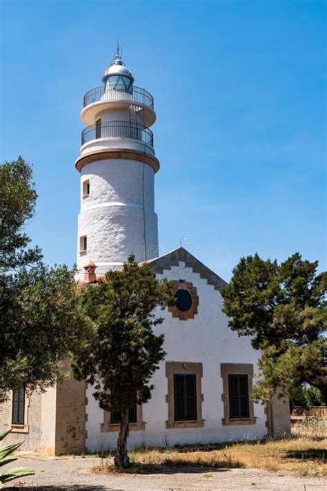 Lighthouse Far Del Cap Gros Near Port De Soller Mallorca Spain Stock