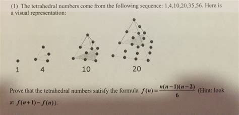 Solved The Tetrahedral Numbers Come From The Following Chegg