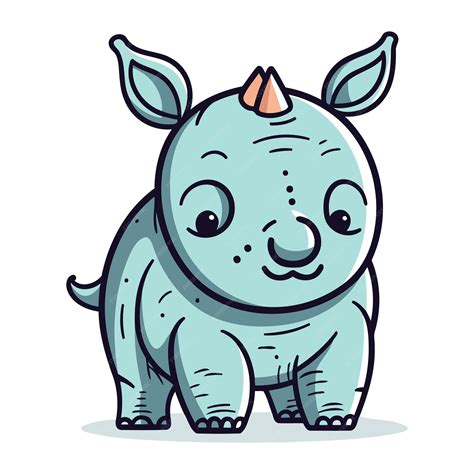 Premium Vector Cute Rhinoceros Cartoon Character Vector Illustration