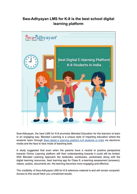 Ppt Swa Adhyayan Lms For K Is The Best School Digital Learning