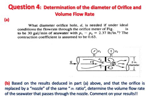 Answered Question 4 Determination Of The Diameter Of Orif