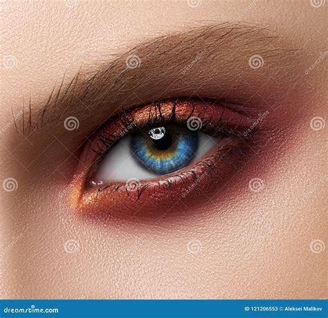 Macro And Close Up Creative Make Up Theme Beautiful Female Eyes Stock