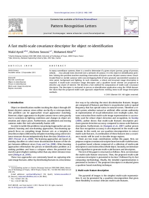 Pdf A Fast Multi Scale Covariance Descriptor For Object Re Identification