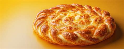 Freshly Baked Golden Braided Bread With A Glossy Crust And Soft Texture Copy Space For Text