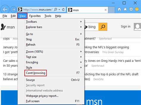 Ways To Enable Caret Browsing In Ie On Windows