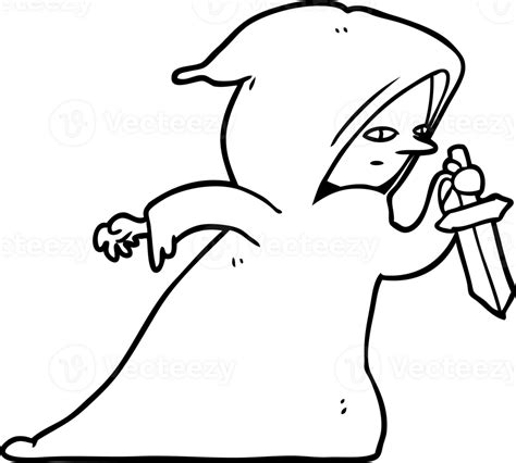 Line Drawing Of A Assassin In Dark Robe 45237005 Png