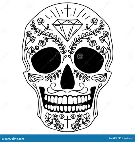 Black And White Sugar Skull Stock Vector Illustration Of Decoration