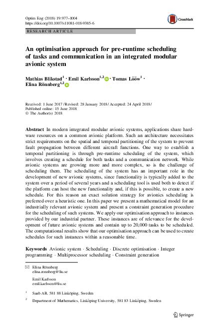 pdf an optimisation approach for pre runtime scheduling of tasks and