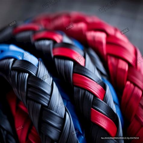 Ai创作图绳编织效果 绳纹加塑 红蓝色动感线条 软绳圈攀爬 麻花钻高清 成排彩色绳 交织的绳索 细节摘要高清特写 交叉健身绳 高清专业静物 软管精修图 绳带编织结构 电缆线素材 织带编织带