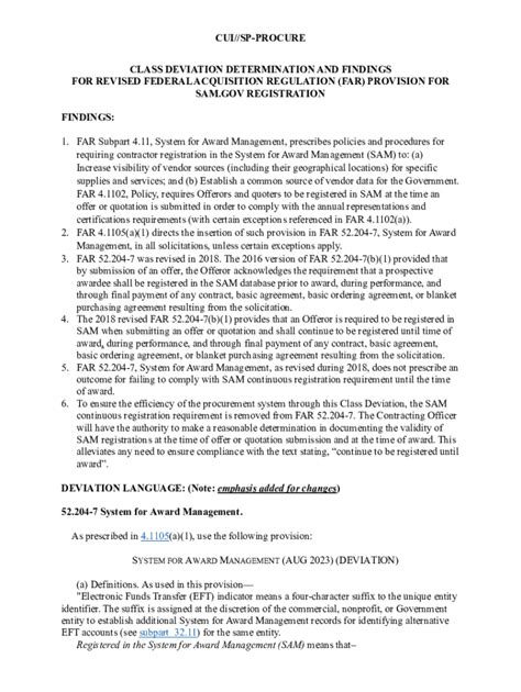 Fillable Online Class Deviation System For Award Management Sam Fax