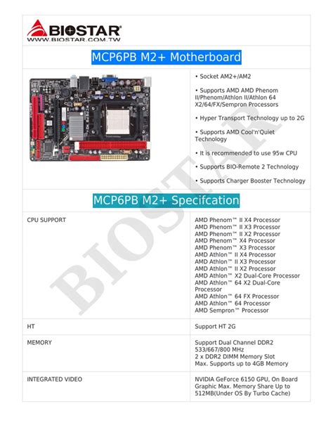 Biostar Mcp6pb M2 Spec Pdf Computer Engineering Personal Computers