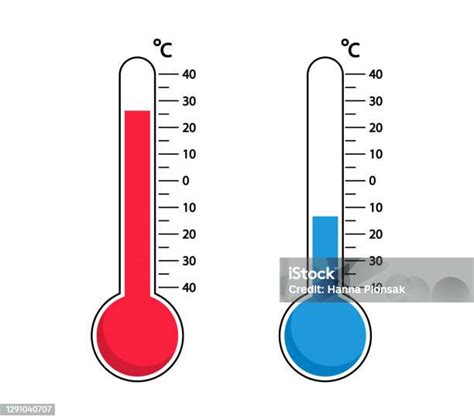 온도계는 뜨겁거나 차가운 온도 온도를 측정하기위한 섭씨 기상 온도계 날씨를 예보합니다 기압계에 대한 스톡 벡터 아트 및 기타