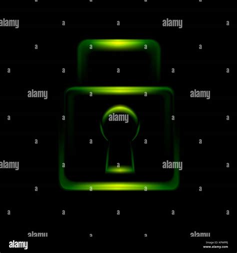 Green Glowing Lock Symbol Icon Stock Photo Alamy