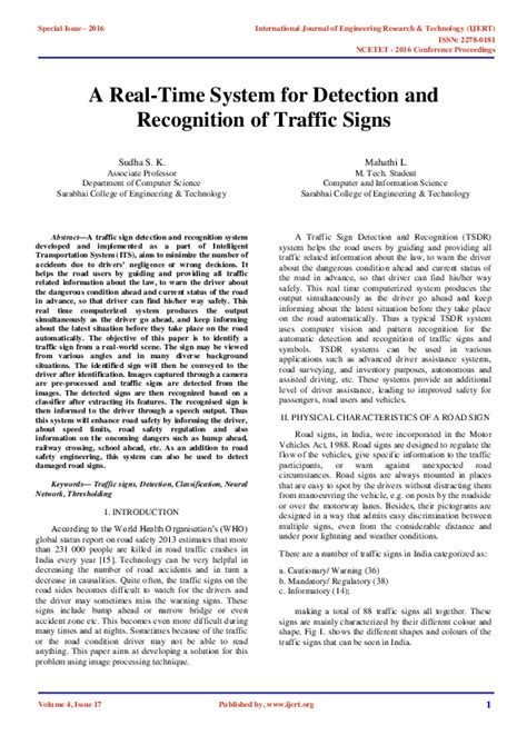 Pdf Real Time Traffic Sign Detection And Recognition System