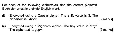 Solved For Each Of The Following Ciphertexts Find The Chegg Com