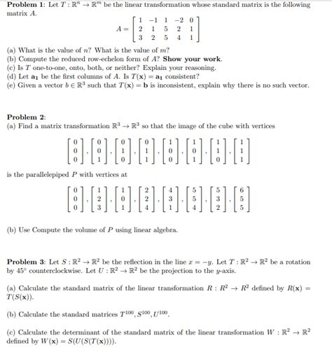 solved 1 problem 1 let t r r be the linear