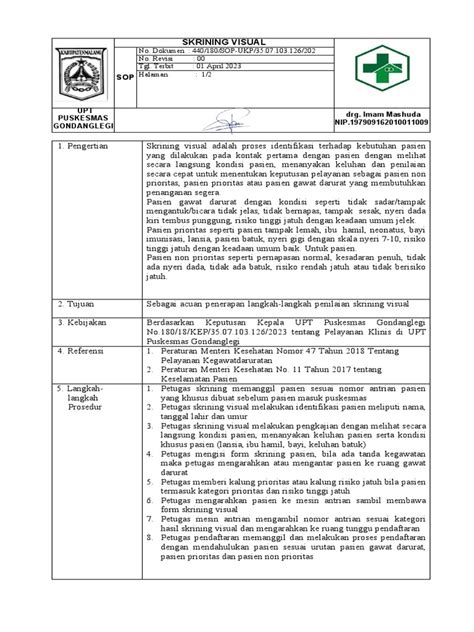 Sop Skrining Visual Pdf