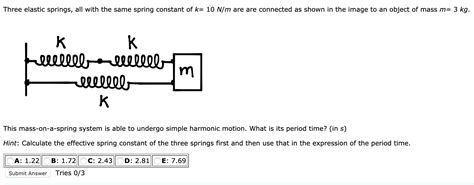 Solved Three Elastic Springs All With The Same Spring Chegg