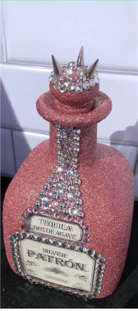 Bedazzled Patron Bottle In 2024 Bling Bottles Alcohol Bottle Crafts