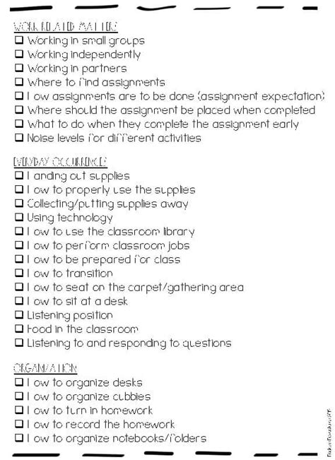 Classroom Procedures Checklist By Fun Teaching Garden Tpt