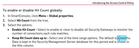 what is the default time that hit count data is ke check point