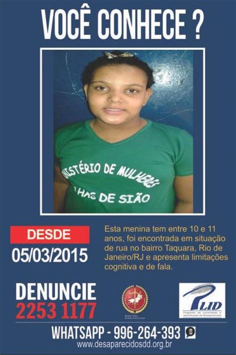 Portal dos Desaparecidos lança cartaz de menina deficiência