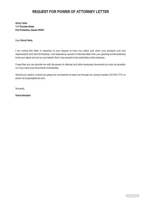 Letter Of Power Of Attorney Format Get What You Need