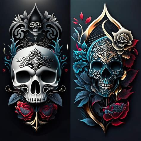 Premium Ai Image Stylish Skull Tattoo Design Generative Ai