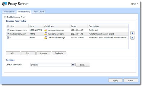 configuring the reverse proxy
