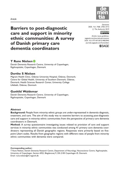 Pdf Barriers To Post Diagnostic Care And Support In Minority Ethnic