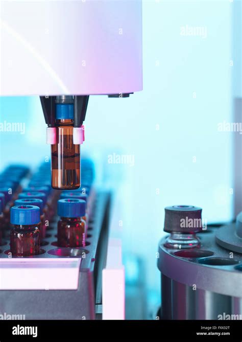 Gas Chromatography Separating Vials Of Complex Compound Mixtures Into Individual Components