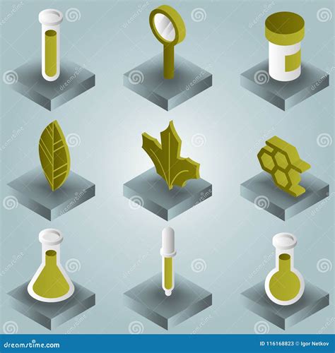Biology Color Gradient Isometric Icons Stock Vector Illustration Of
